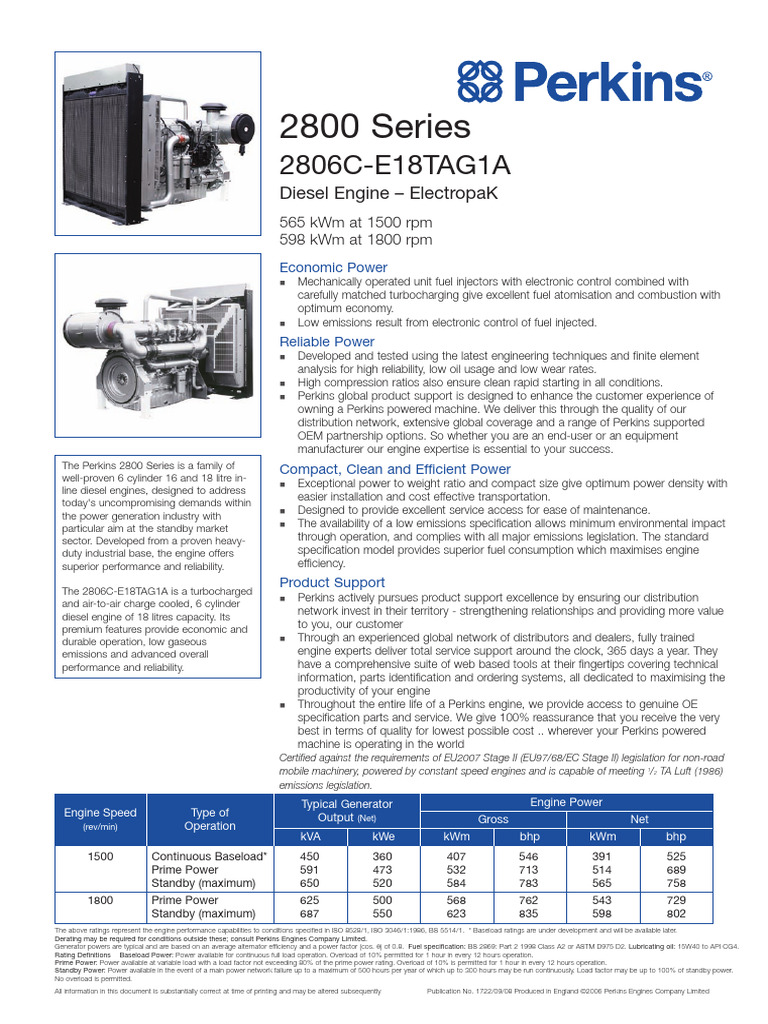 2806C-E18TAG1A ElectropaK PN1722 | PDF | Diesel Engine | Engines