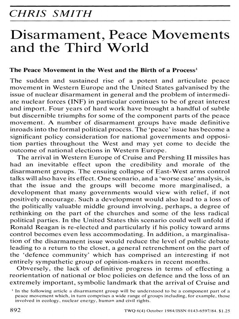 Disarmament, Peace Movements - Chris Smith | PDF | Treaty On The Non ...