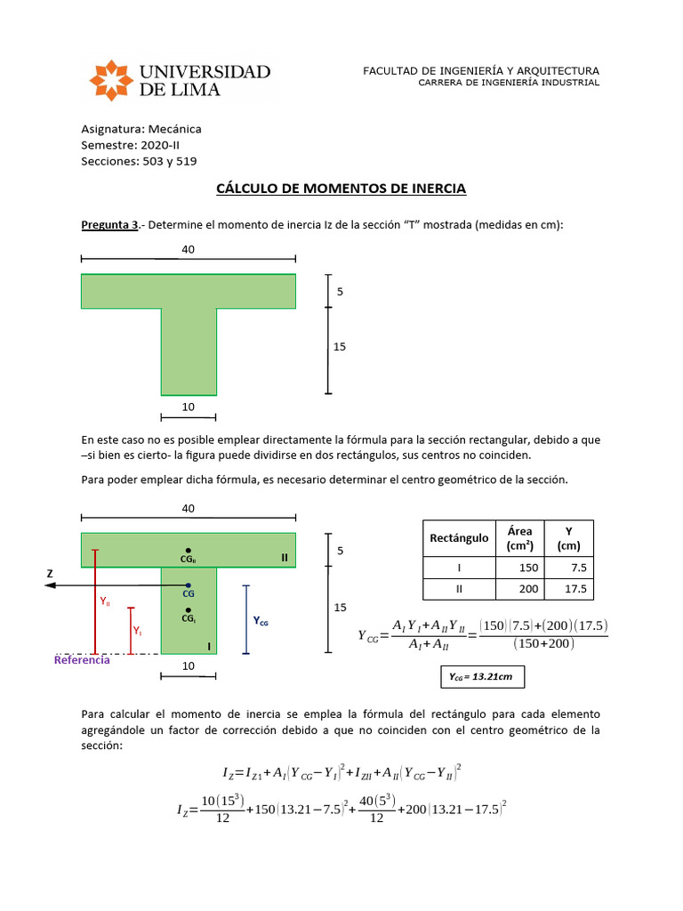 Mecánica - 13 Cálculo de Momentos de Inercia (2020-2)(1) | PDF ...