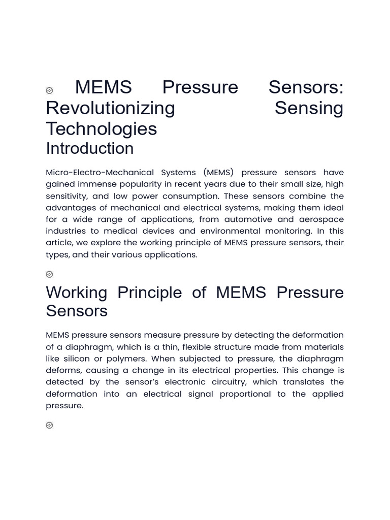 Pressure Sensor | PDF | Pressure Measurement | Capacitor