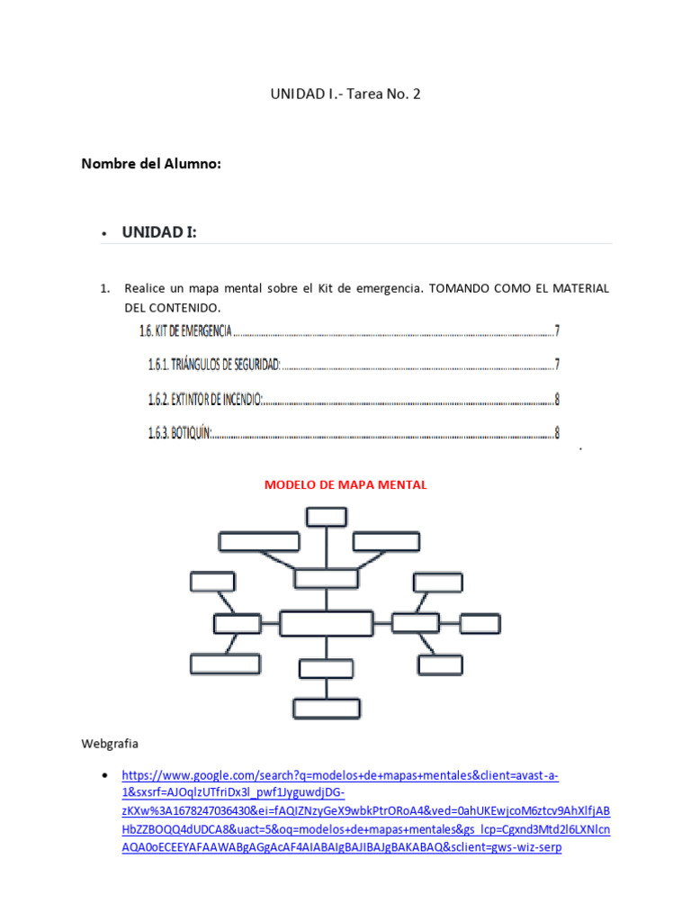 tarea 2 mapa mental kit de emergencia | PDF