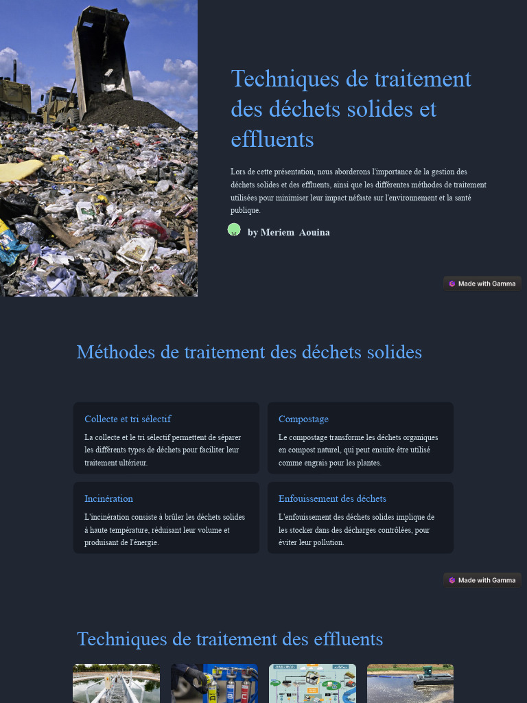 Techniques de Traitement Des Dechets Solides Et Effluents | PDF | Gestion des déchets | Eaux usées