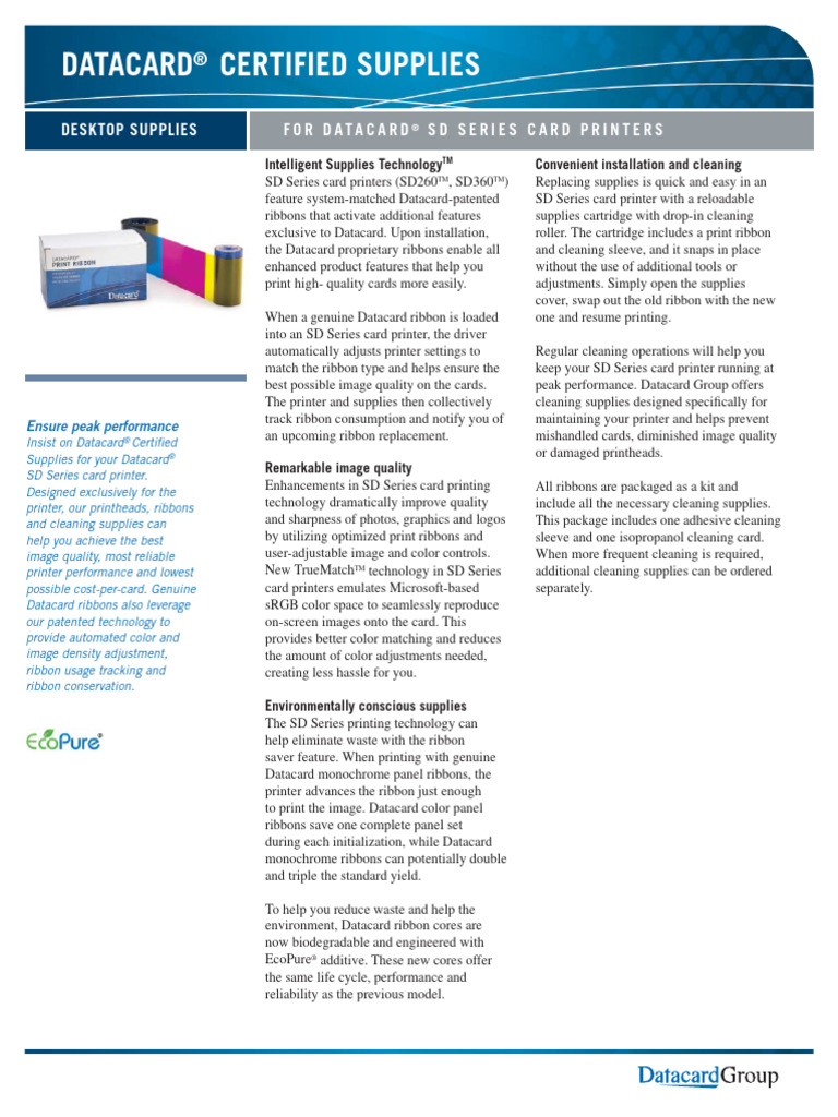 SD360 Datacard Consumibles | PDF | Printer (Computing) | Rgb Color Model