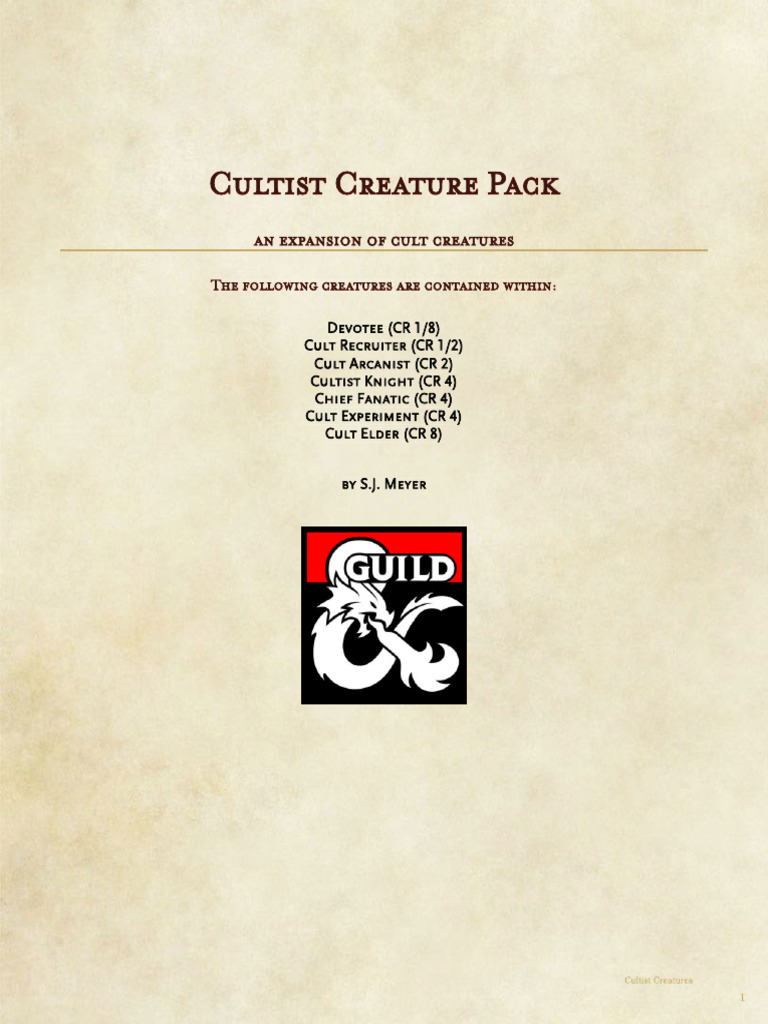 Pub CultistCreaturePack - v1 | PDF