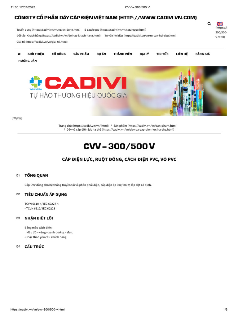 Spec CVV - 300 - 500 V | PDF