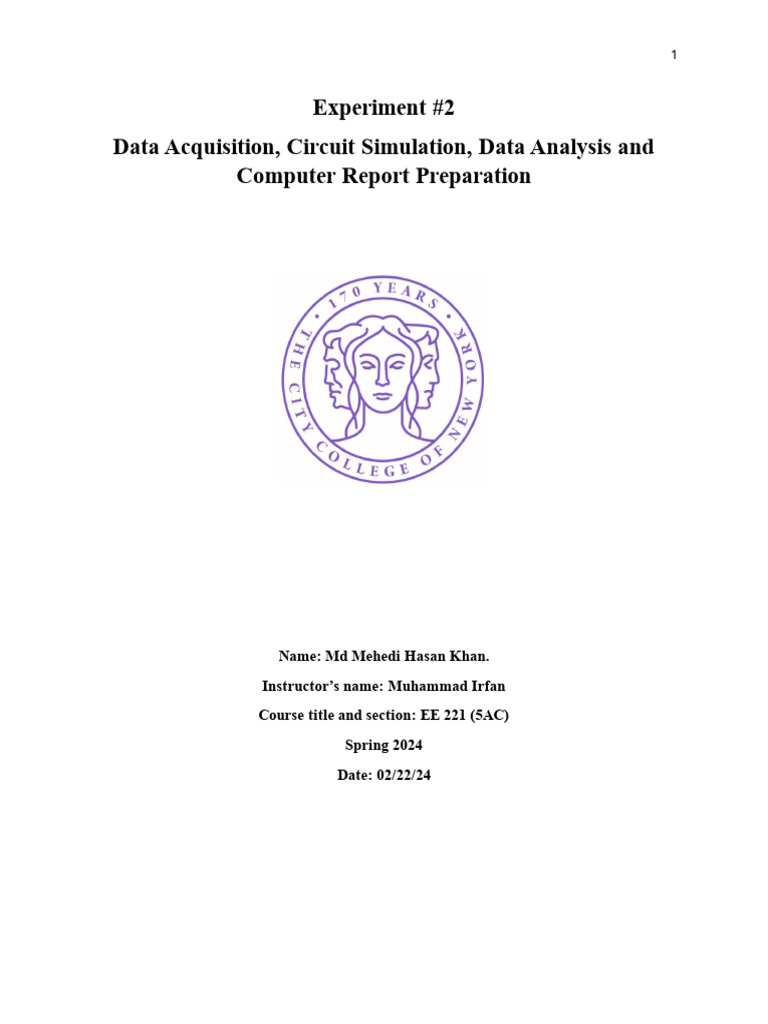 EE 221 - Lab 2 | Download Free PDF | Electrical Network | Power Supply