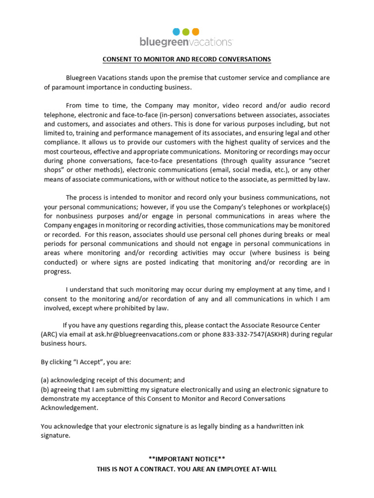 Consent to Monitor Employee Communications | PDF | Communication ...