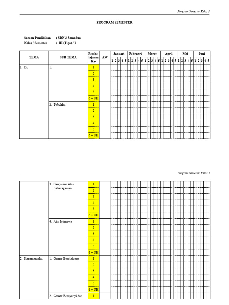 Prosem Kelas 3 | PDF