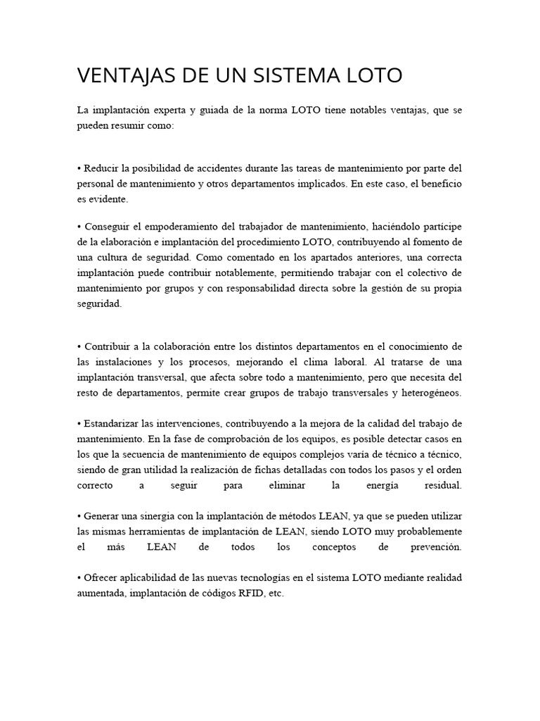VENTAJAS SISTEMA LOTOTO | PDF