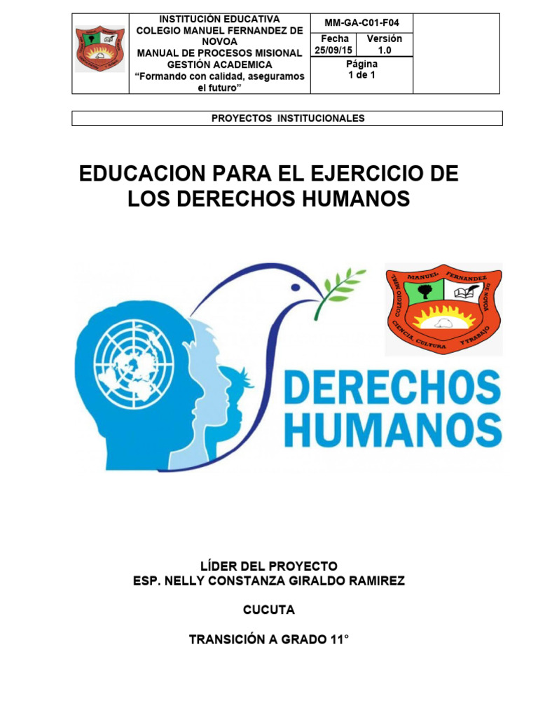 Proyecto DDHH Colmafen 2023 (2) Final | PDF | Derechos humanos | Democracia