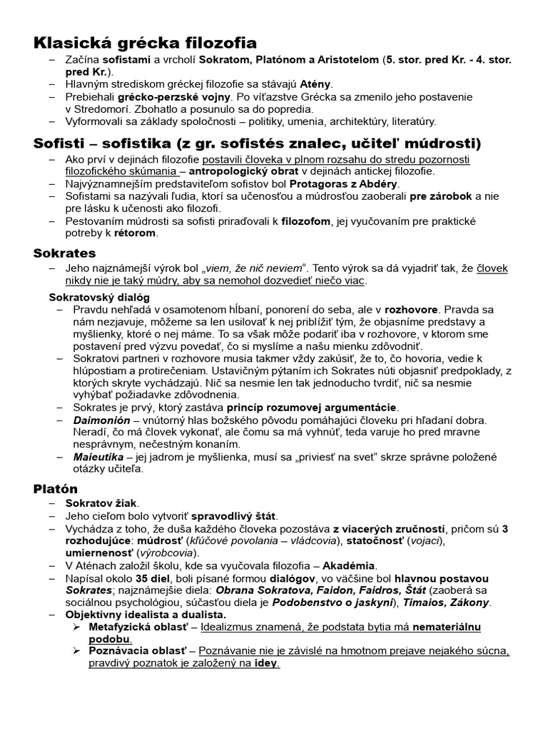 Klasická Grécka Filozofia | PDF