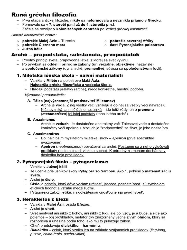 Raná Grécka Filozofia | PDF