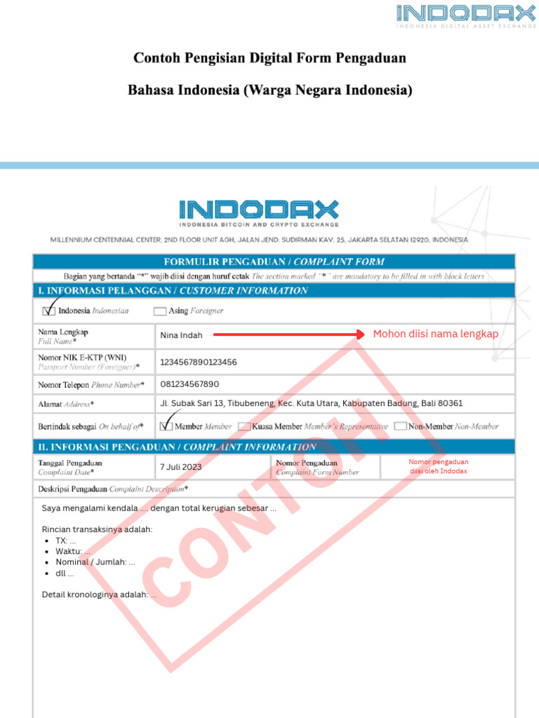 Contoh Pengisian Form - Form Filling Example | PDF