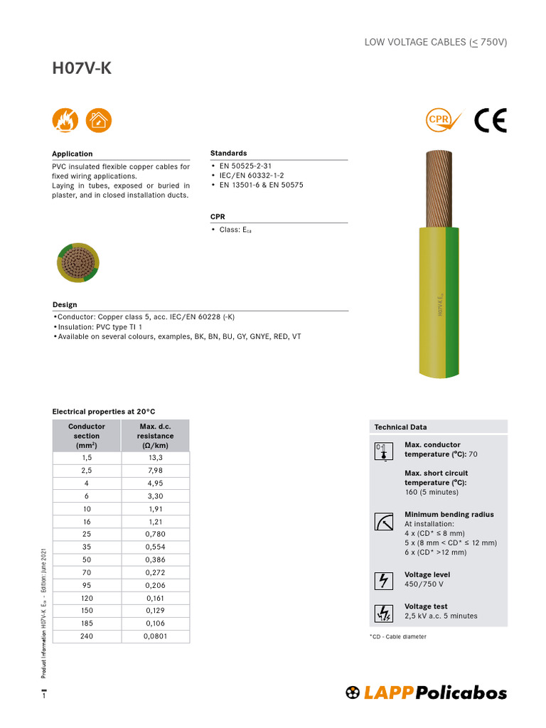 H07V-K_en_v1 | PDF | Electrical Engineering | Electricity
