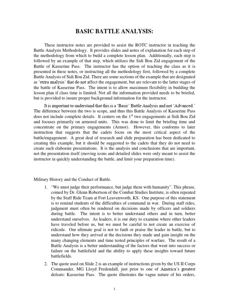 Basic Battle Analysis Methodology | PDF | Bias | Analysis