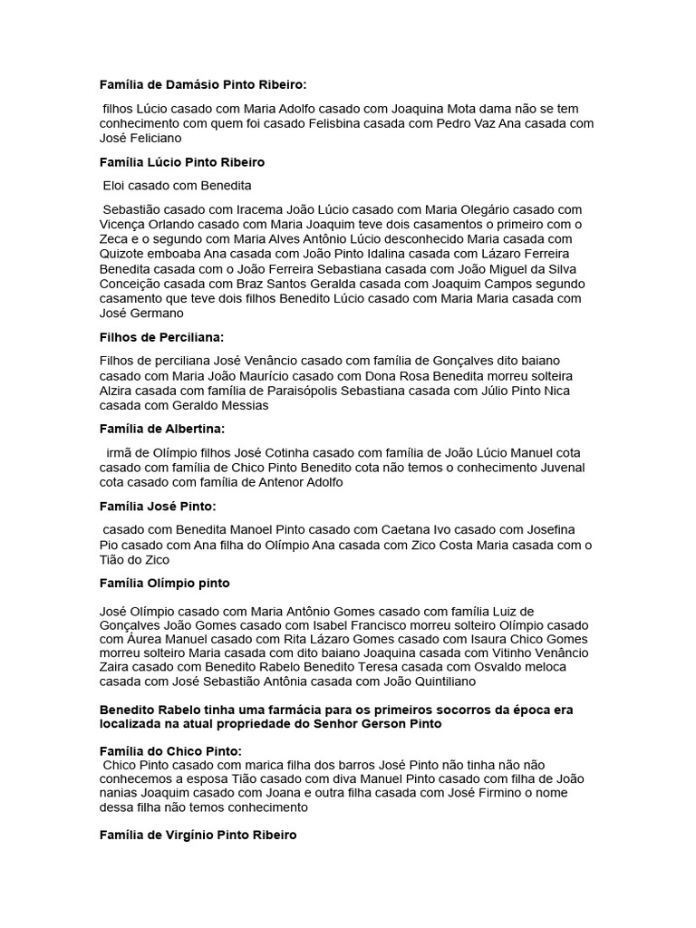 Correção Da Historia Da Familia Pinto | PDF | Brasil