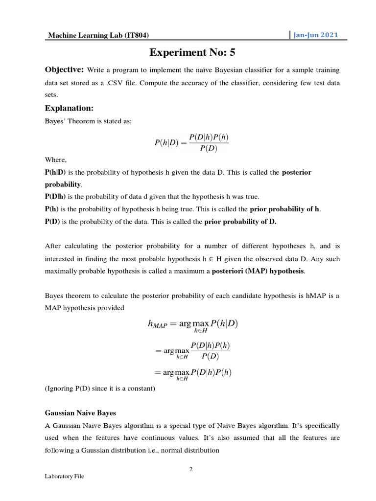 Naive Bayes Classifier Program | PDF | Normal Distribution | Machine Learning