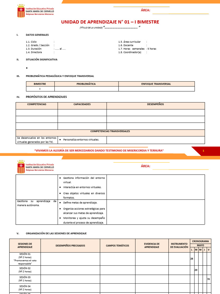 2024 - 02 Unidad de Aprendizaje 2024 - Formato | Descargar gratis PDF | Aprendizaje ...