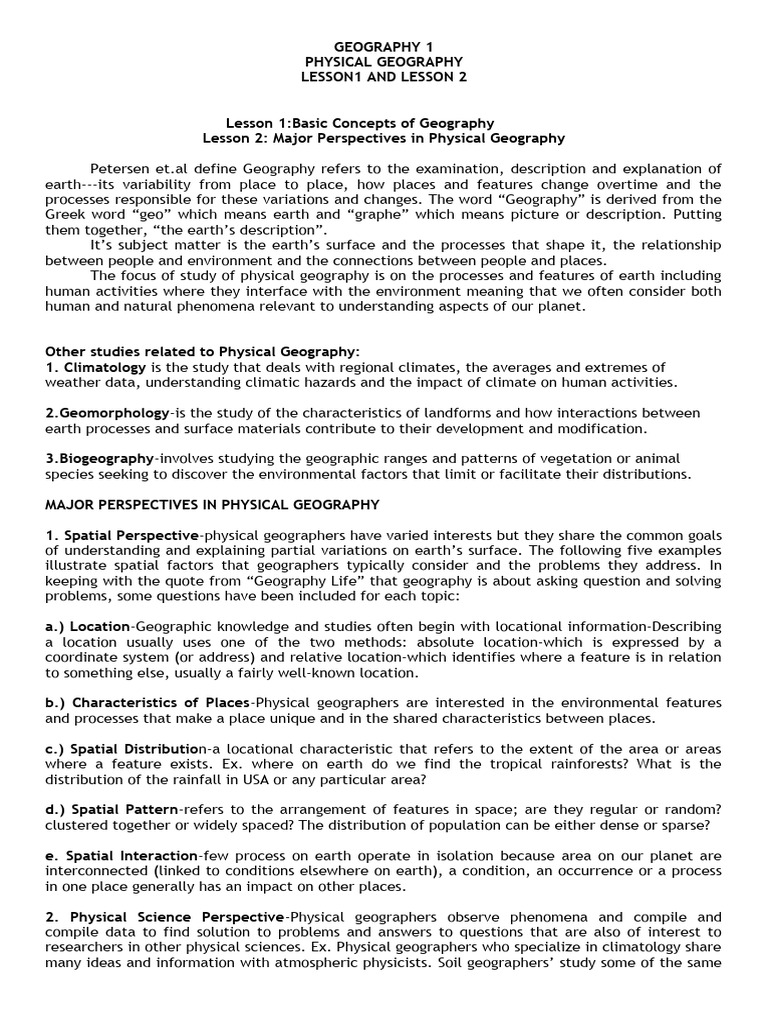Lesson 1 and Lesson 2 Geography 2 Physical Geography | Download Free ...