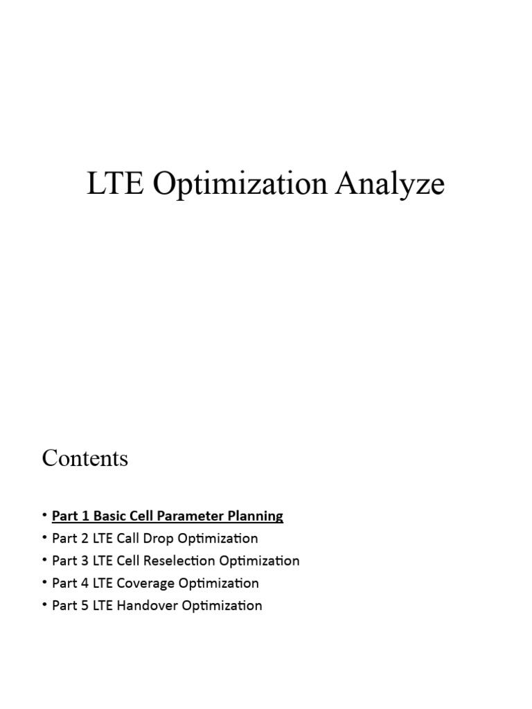 LTE Optimization Analyze 89P | PDF | Wireless | Information And Communications Technology