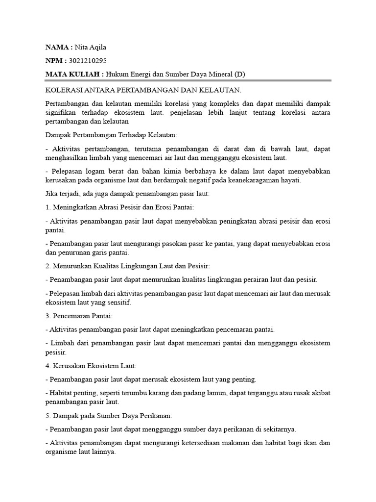 Tugas 1 Esdm (D) - Nita Aqila - 3021210295 | PDF