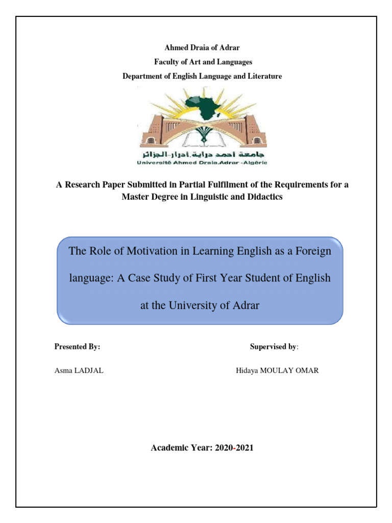 The Role of Motivation in Learning English As A Foreign Language | PDF ...