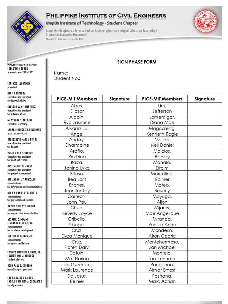 Sign Phase Form 2011 | PDF | Civil Engineering | Science And Technology