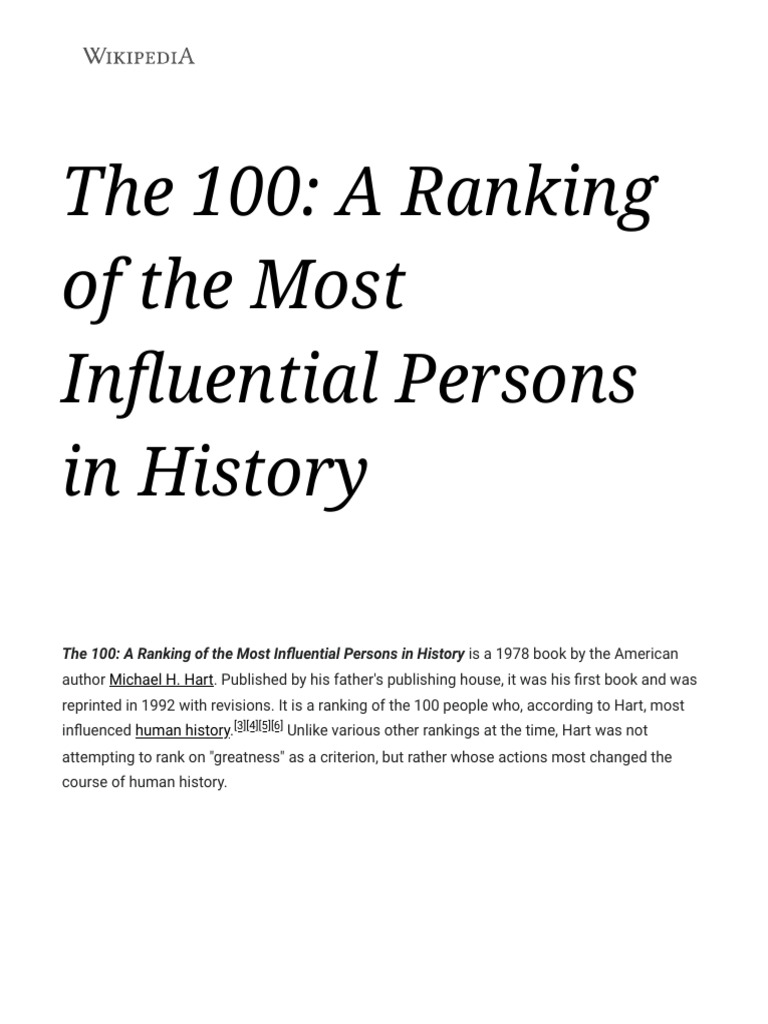 The 100 - A Ranking of The Most Influential Persons in History ...