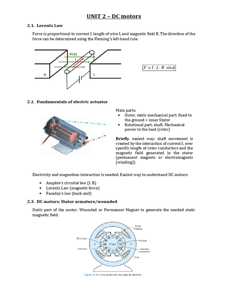 UNIT 2 - DC Motors | PDF | Electric Motor | Electromagnetic Induction