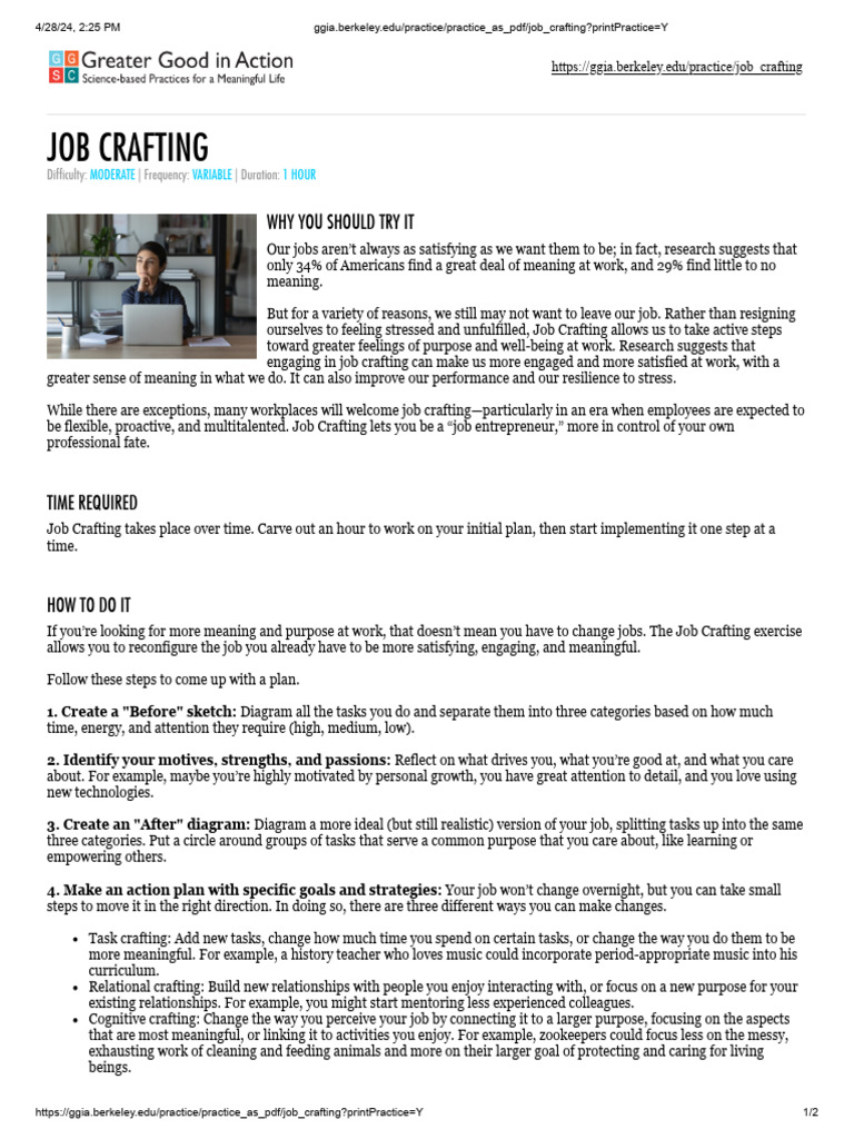 Ggia - Berkeley.edu Practice Practice As PDF Job Crafting Printpractice ...