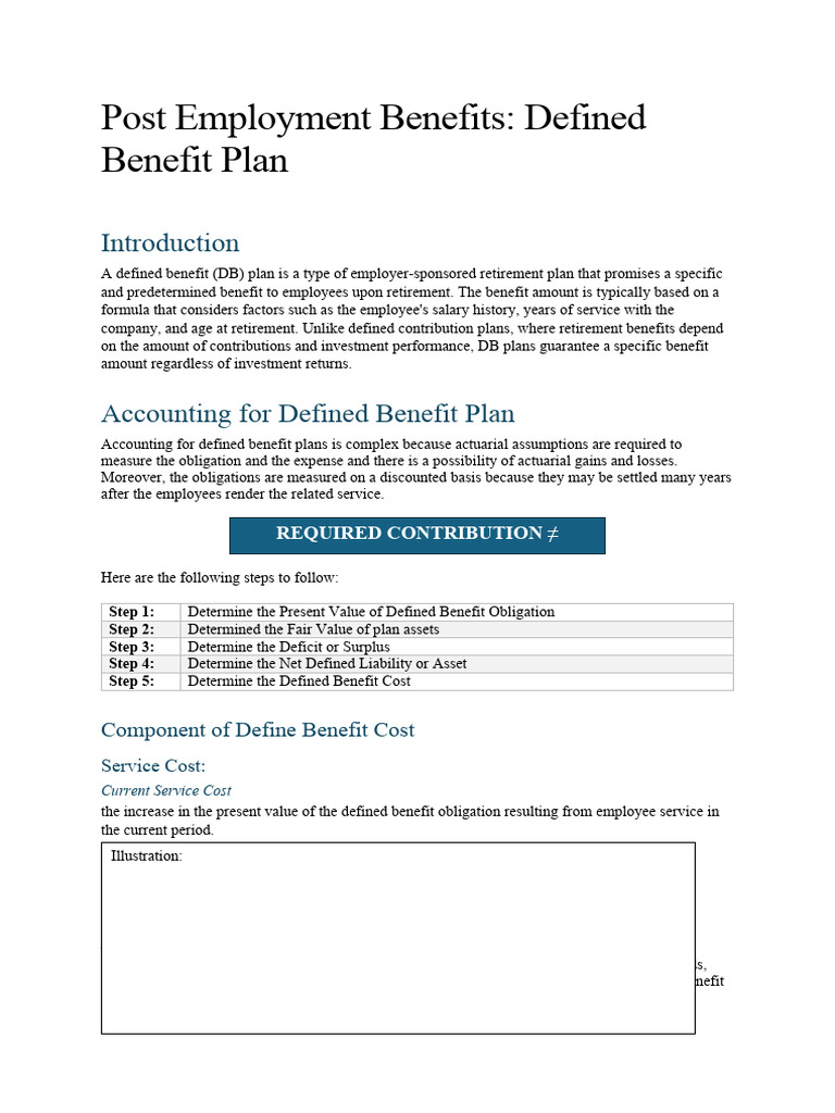 Lecture - Post Employment Benefits - Defined Benefit Plan | PDF ...