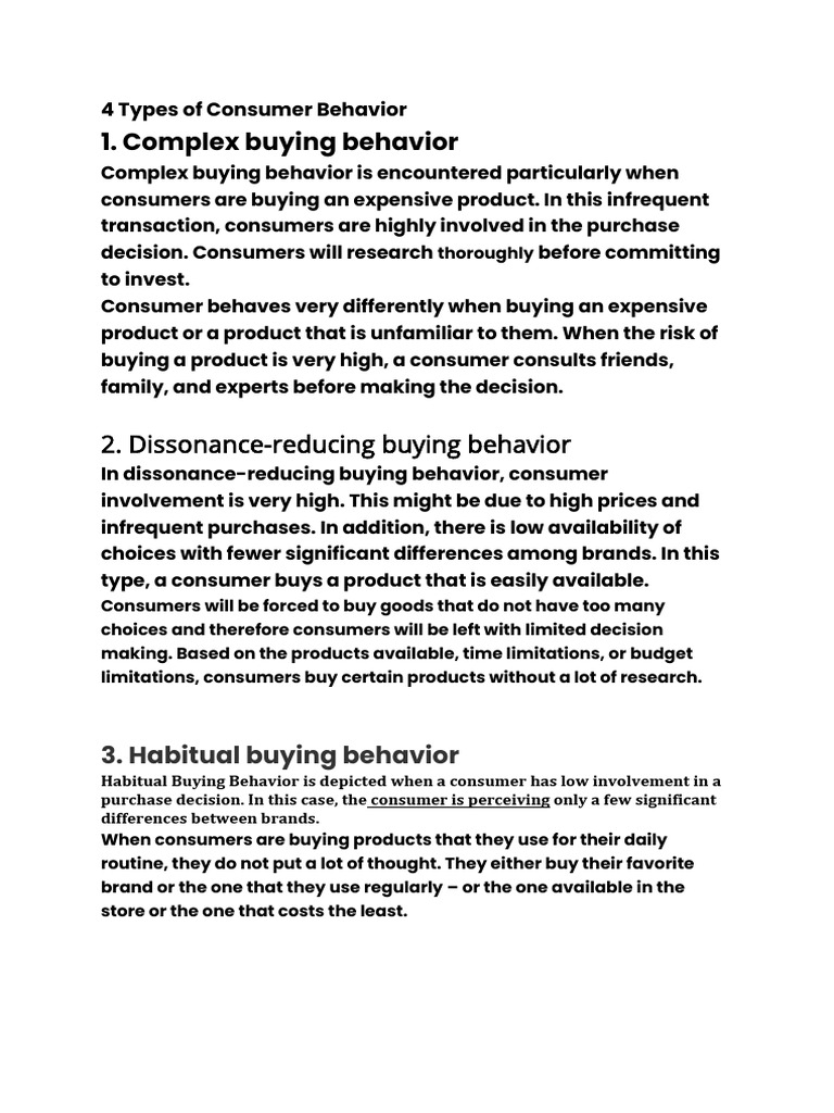 4 Types of Consumer Behavior | PDF | Marketing | Brand