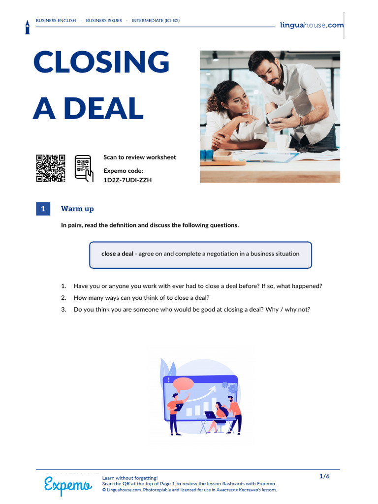 Closing Business Deals: Strategies & Tips | PDF | Vocabulary | Bargaining