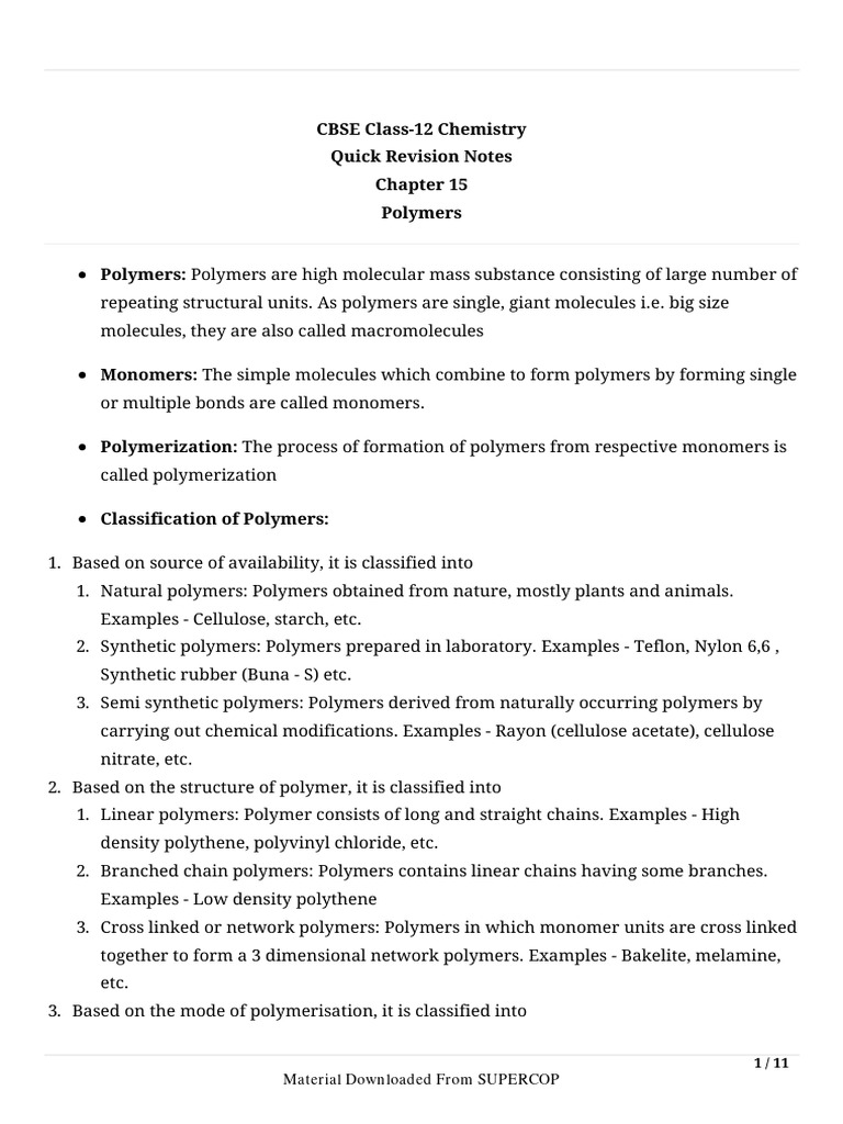 Chemistry 15 | PDF | Polymers | Polymerization