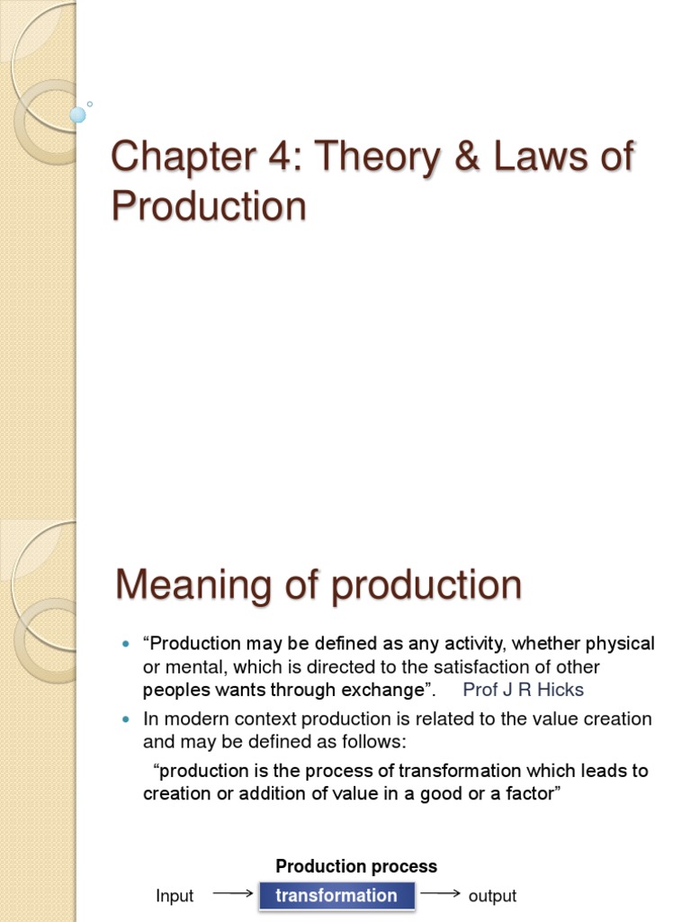 Chapter 4 - Laws of Production | PDF | Production Function | Labour ...