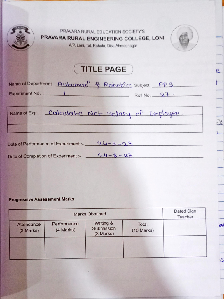 PPS Exp 1 To 4 | PDF