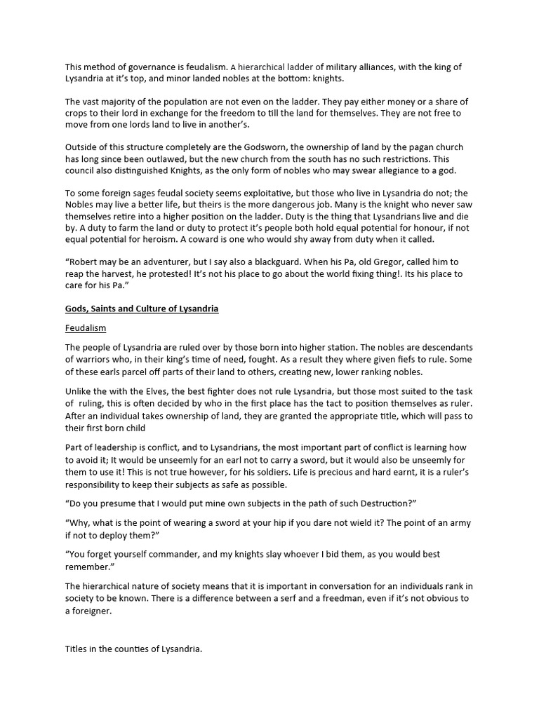 Lysandrian Gods and Culture | PDF | Hero | Knight