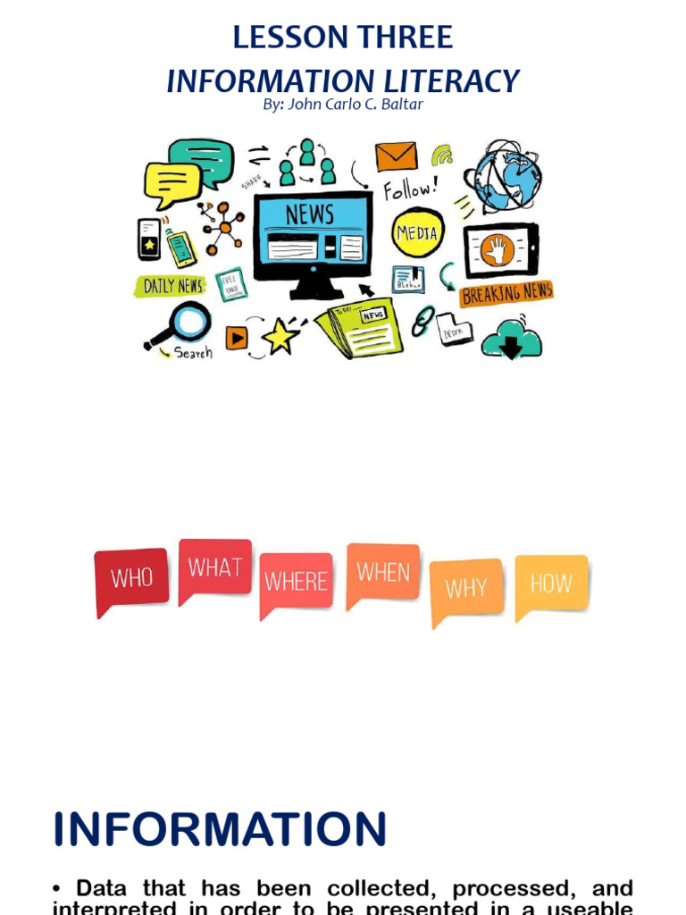LESSON THREE Information Literacy | PDF | Information | Information ...