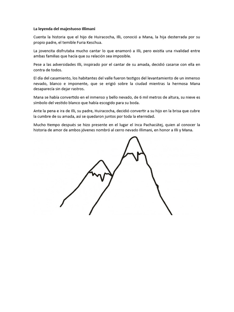 La Leyenda Del Majestuoso Illimani | PDF