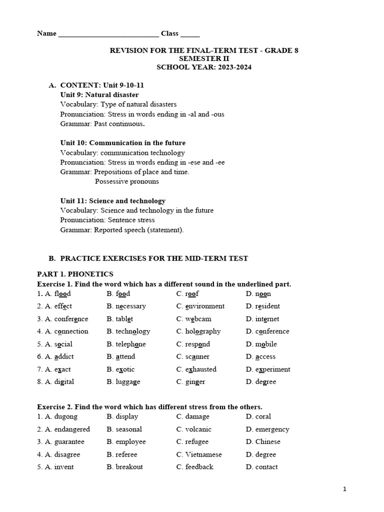 ĐỀ CƯƠNG ANH 8 CK II | PDF | Smartphone | Tornadoes