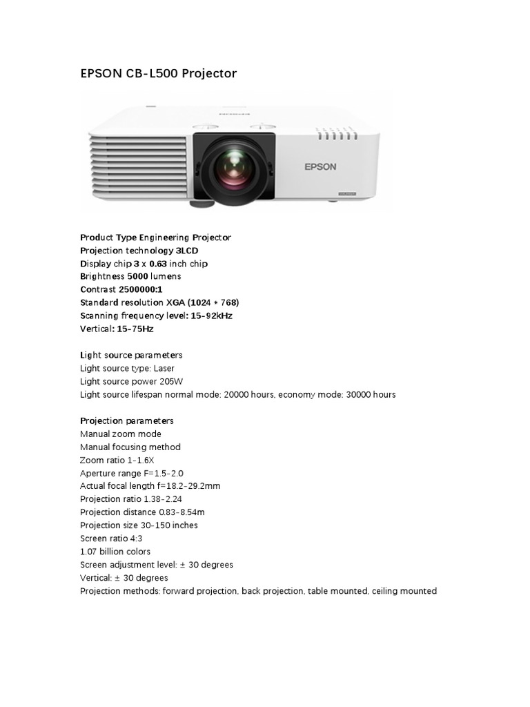 3-EPSON CB-L500 Projector | PDF