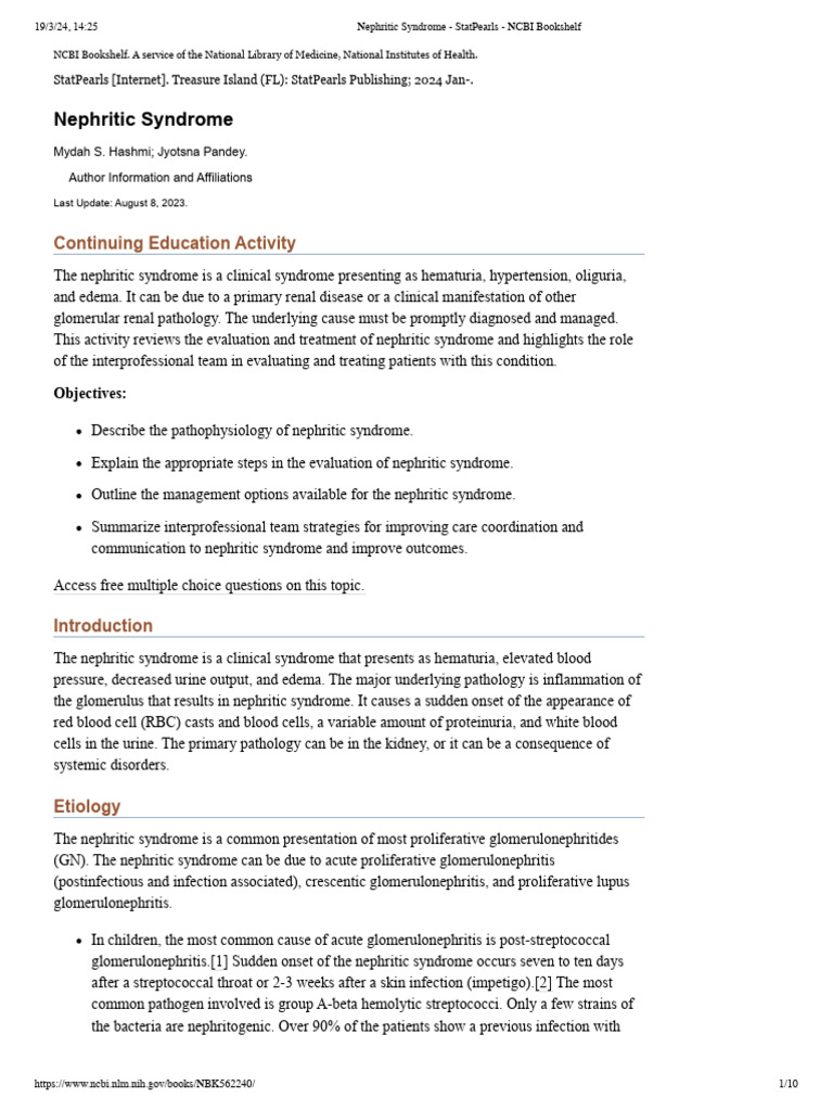 Overview of Nephritic Syndrome Management | PDF | Medical Specialties ...