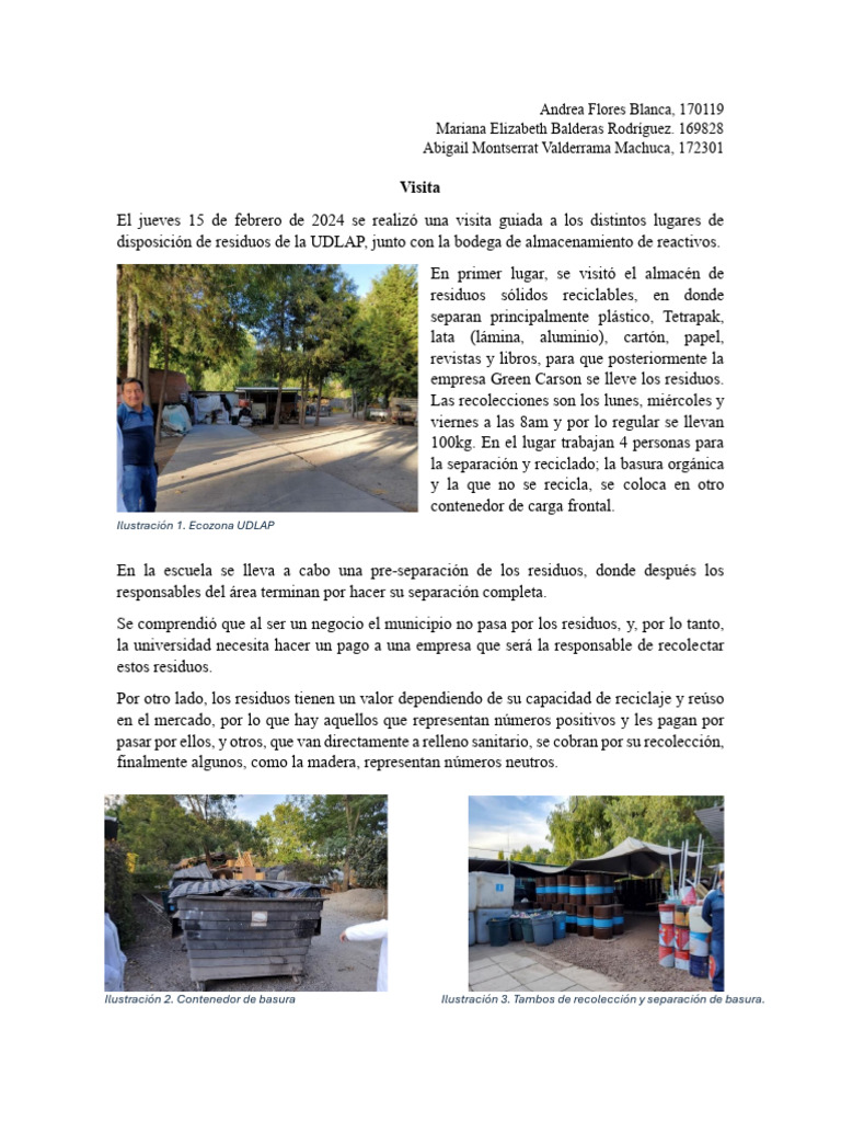 Reporte Visitas Almacenamiento de Residuos | PDF | Residuos | Reciclaje