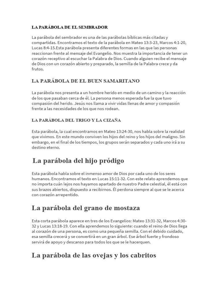 Parabolas | PDF | Parábolas de Jesús | Evangelio de Mateo