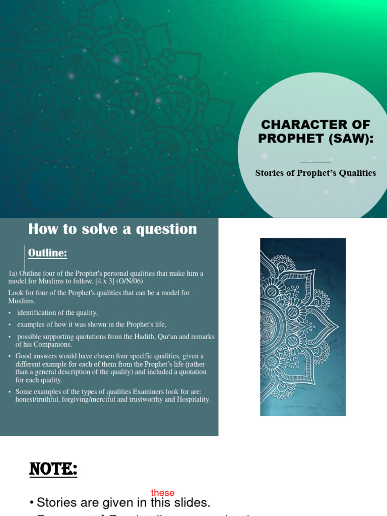 CH 3 Character of The Prophet SAW - Output 3 | PDF | Muhammad | Courage