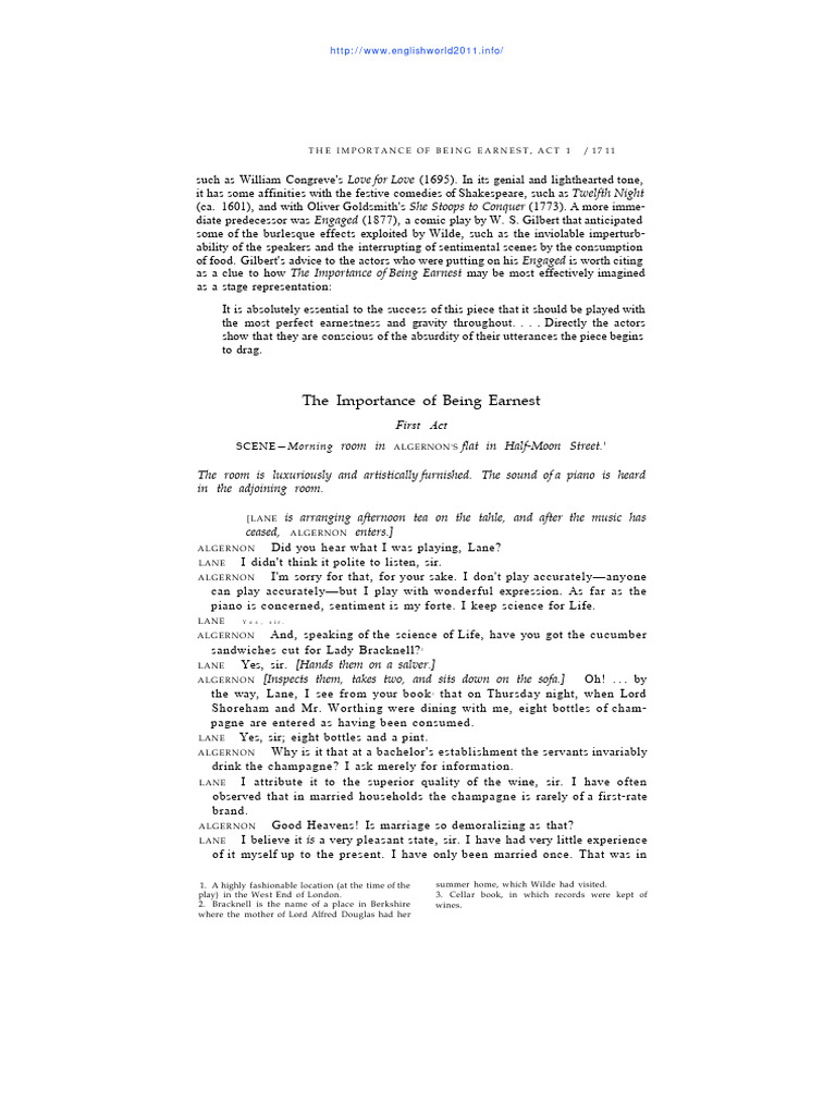 The Importance of Being Earnest | PDF | The Importance Of Being Earnest