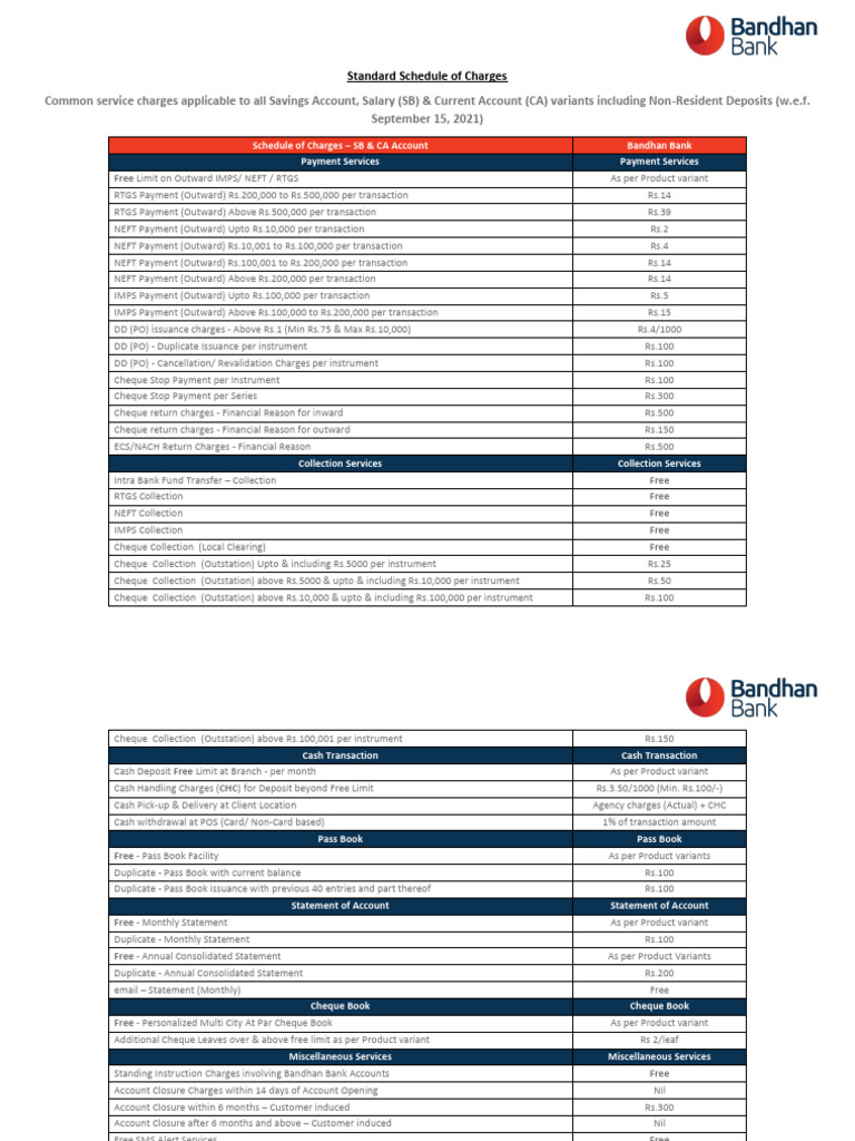 Standard-Schedule-of-Charges_3 | PDF | Debit Card | Visa Inc.