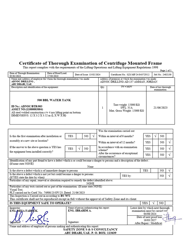 500 BBL Water Tank | PDF