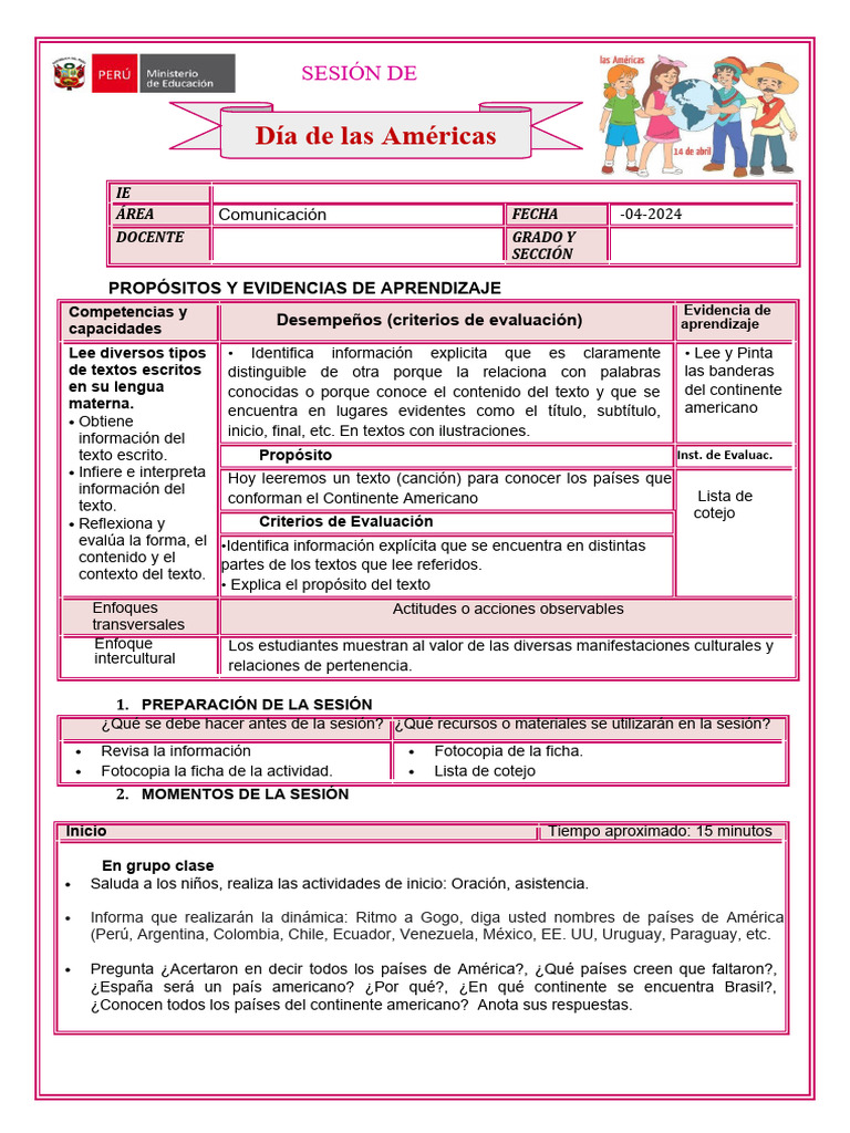 Sesión Día de Las Américas Comunicación | PDF | Cognición | Aprendizaje