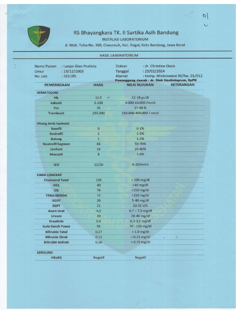 Hasil Pemeriksaan Medical Check Up | PDF